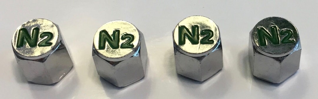 4 Chrome... (nitrogen) VALVE CAPS - N2- Etched...tpms Safe..w/ Window ...
