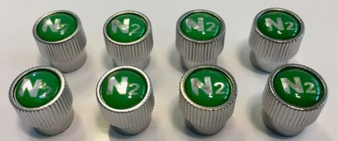 8 Chrome...round (nitrogen) VALVE CAPS - N2 - Inlayed..tpms Safe..w ...