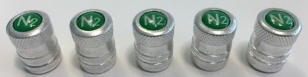 5 Alloy ..N2 - Inlayed (nitrogen) VALVE CAPS ..TPMS Safe..w/ Window ...