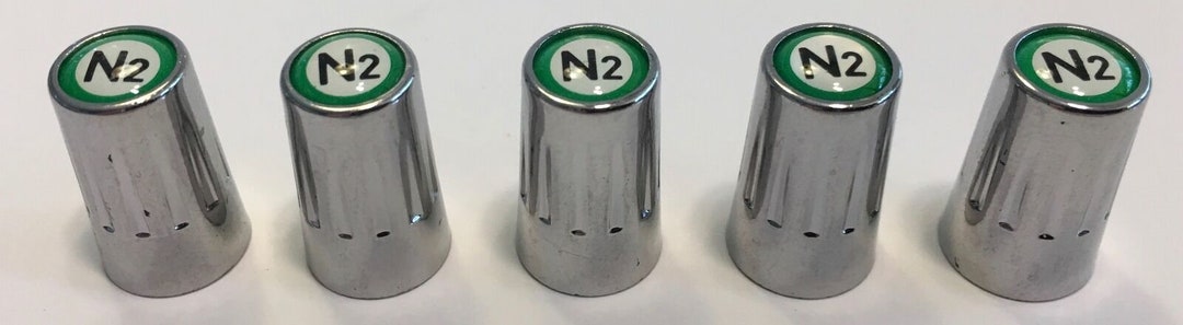 5 Chrome..long.. (nitrogen) VALVE CAPS Green-n2- Inlay...tpms Safe..w ...