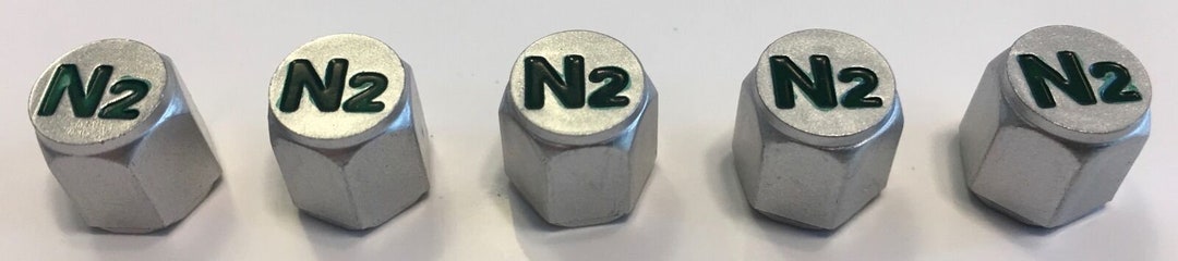 5 Chrome... (nitrogen) VALVE CAPS - N2- Etched...tpms Safe..w/ Window ...