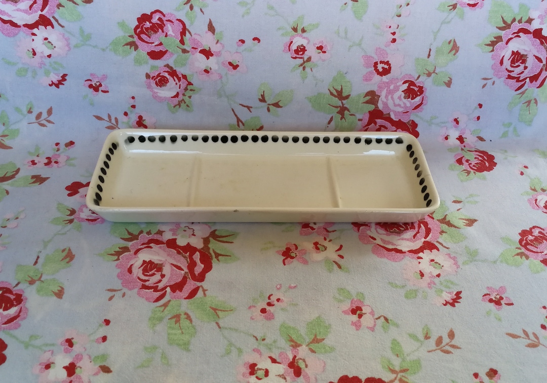 Antique French Green Polka Dots Ceramic Soap Dish Handmade Hand Painted ...