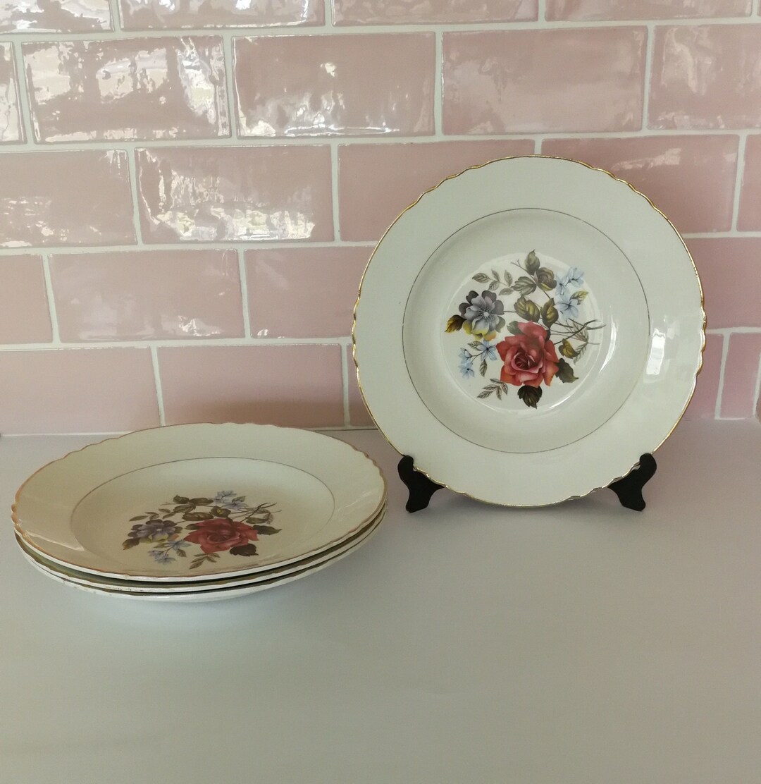 4 Vintage French Moulin Des Loups Soup Plates France Pasta Bowls Salad ...
