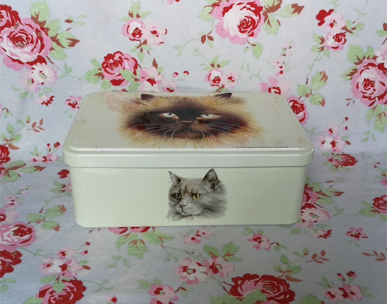 So Kitsch Vintage French Siamese Cat Cookie Tin Made in | Etsy