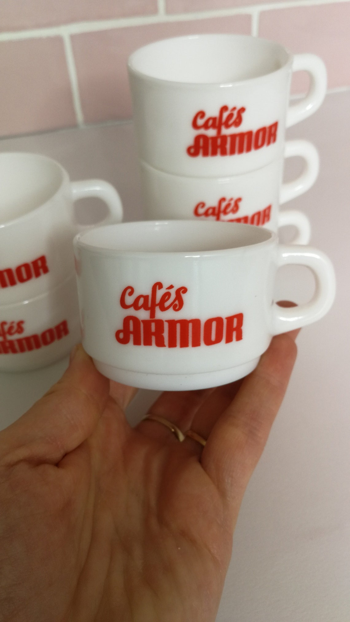 6 Vintage French Cafés Armor Arcopal Espresso Cups Set of 6 - Etsy