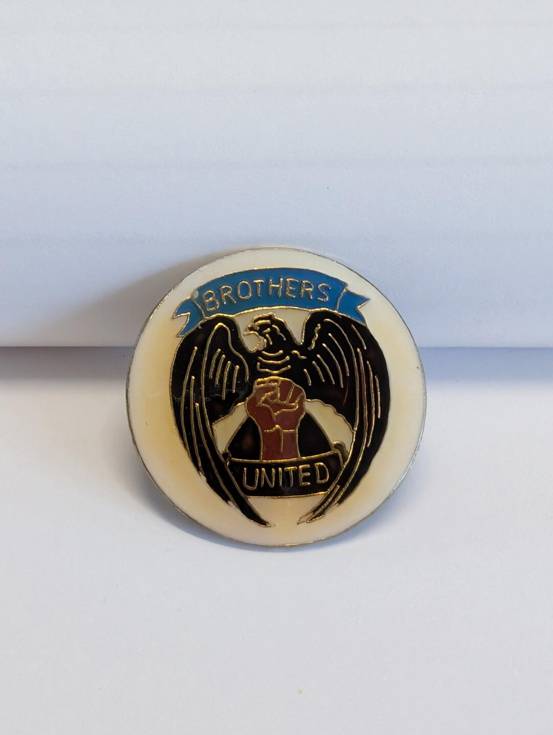 Vintage “brothers United” Enamel Pin • Retro Brotherhood Eagle & Fist ...
