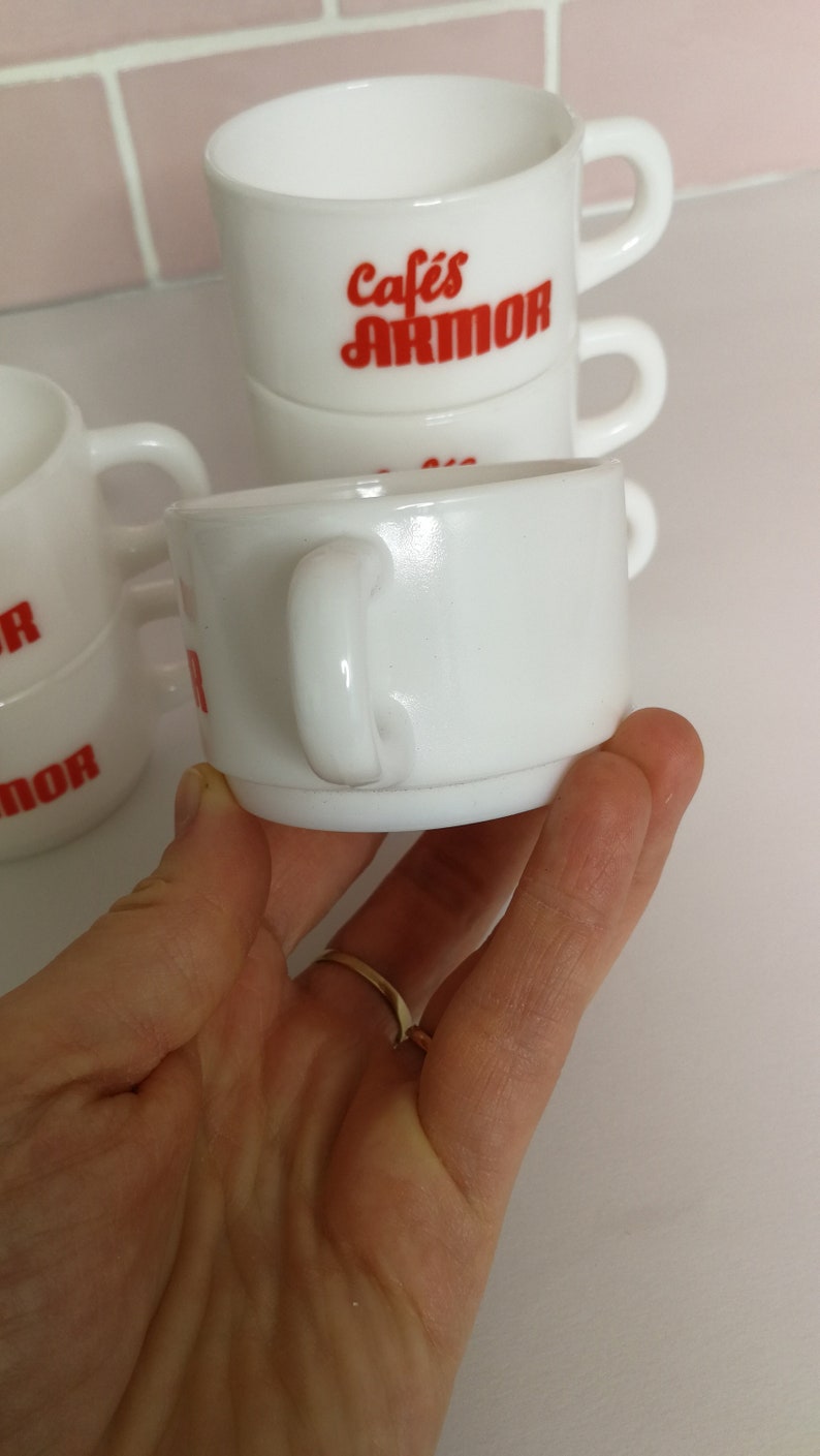 6 Vintage French Cafés Armor Arcopal Espresso Cups Set of 6 - Etsy