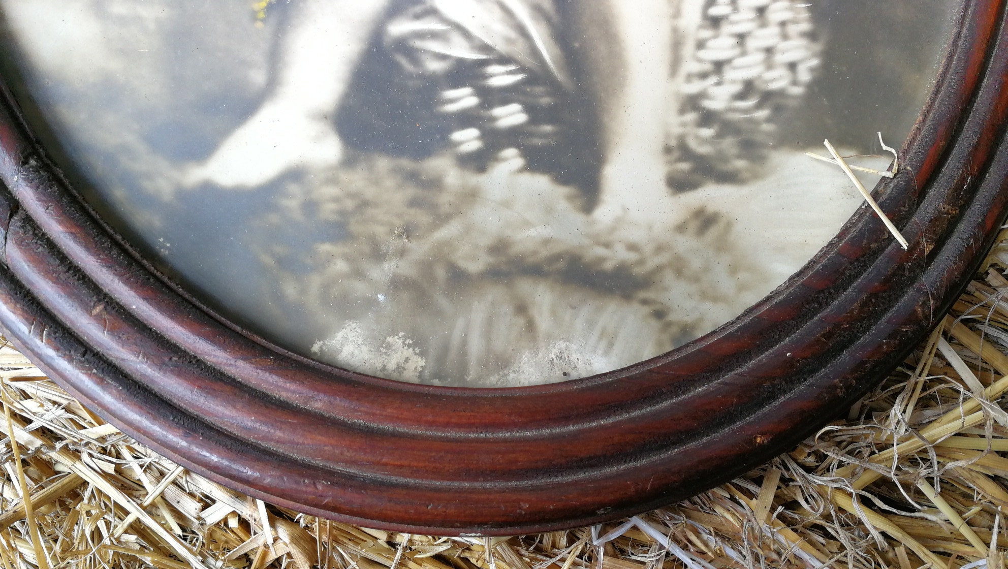 Antique French Crying Baby Portrait Wooden Oval Frame Vintage Colorized ...
