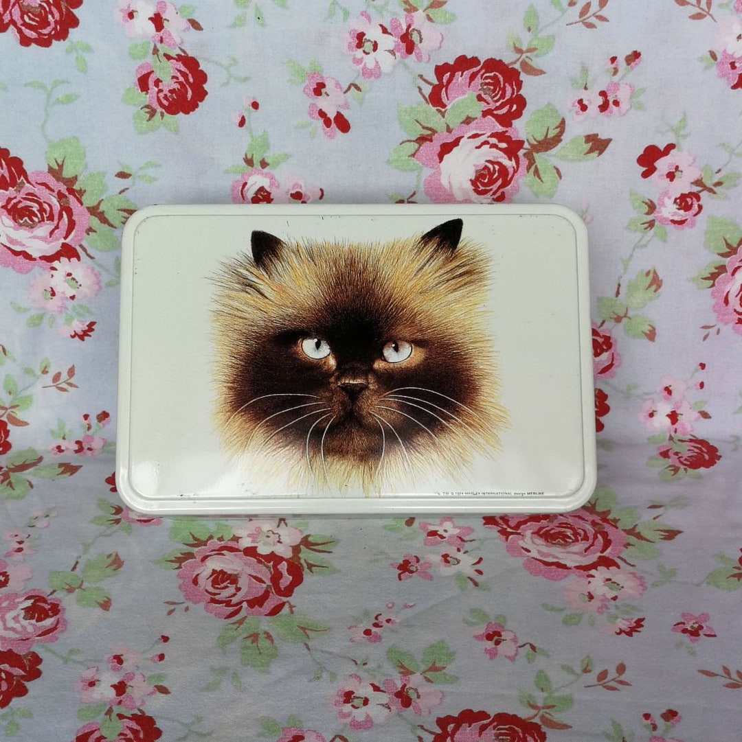 So Kitsch! Vintage French Siamese Cat Cookie Tin Made in France Persian ...