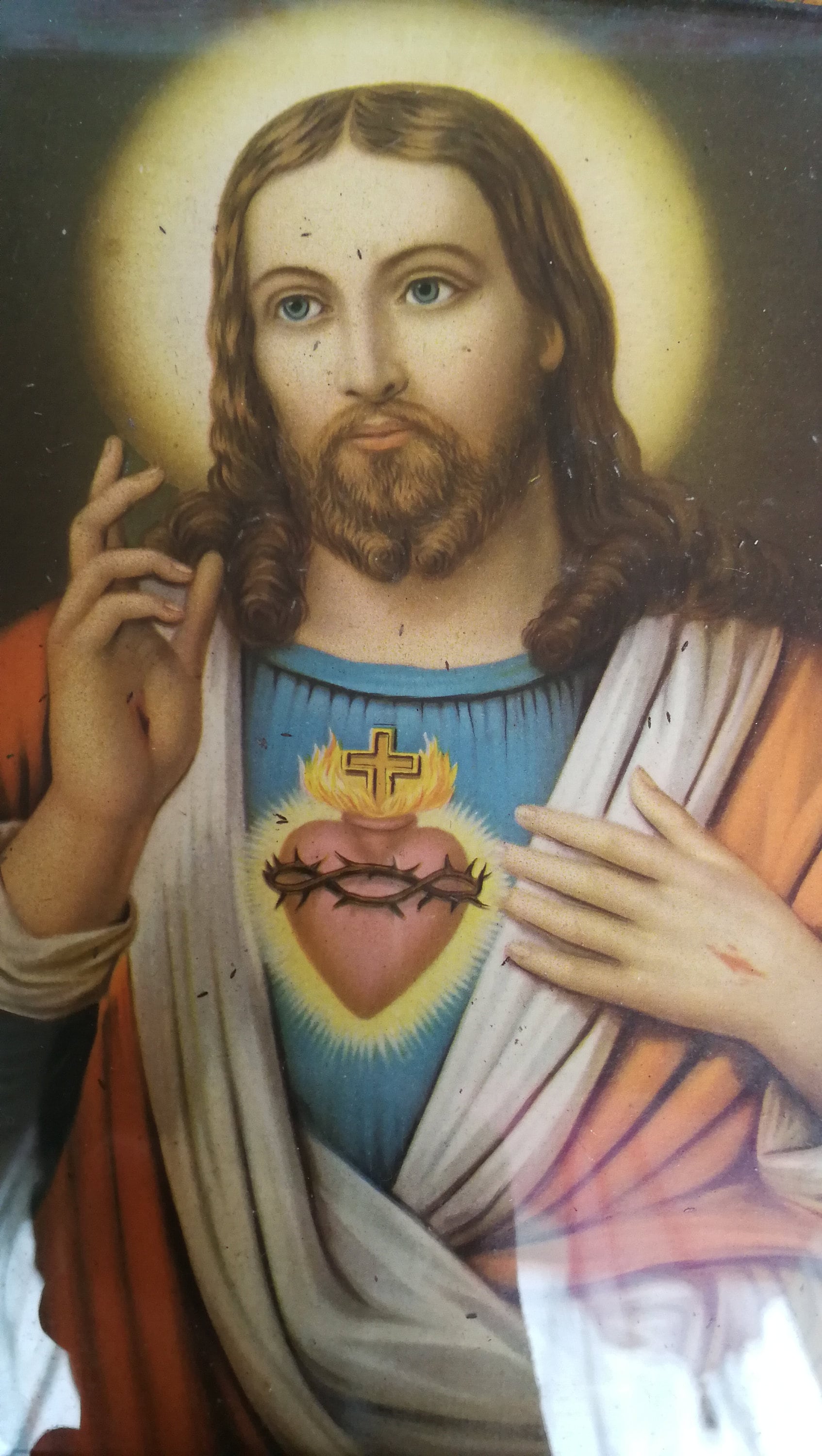 Vintage French Jesus Christ Sacred Heart Wooden Frame Cross - Etsy