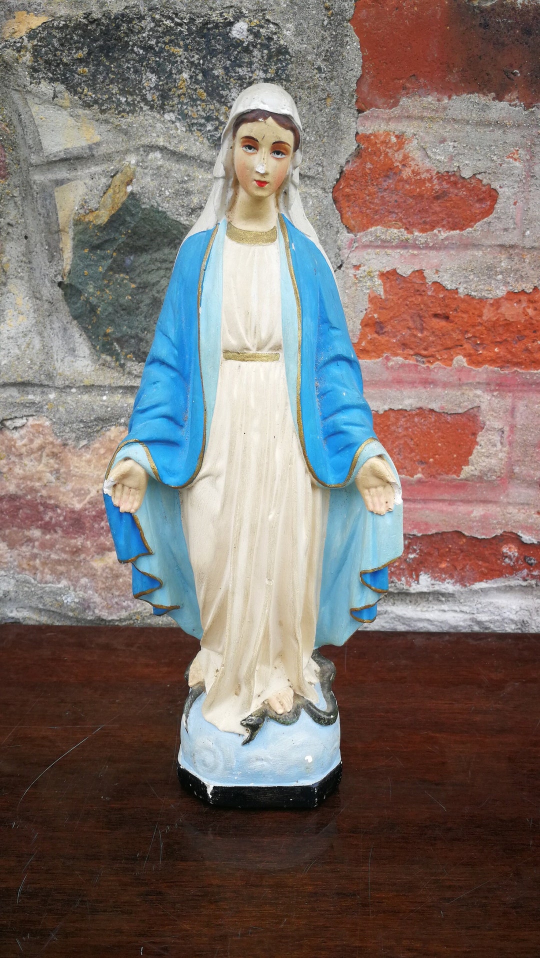 Large Vintage French Immaculate Conception Statue Miraculous Virgin ...