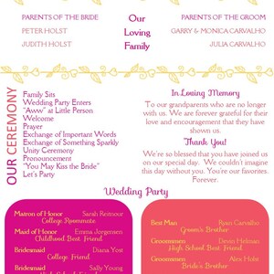 Infographic Wedding Program-in Memory, Thank You, Honeymoon, Hashtag ...