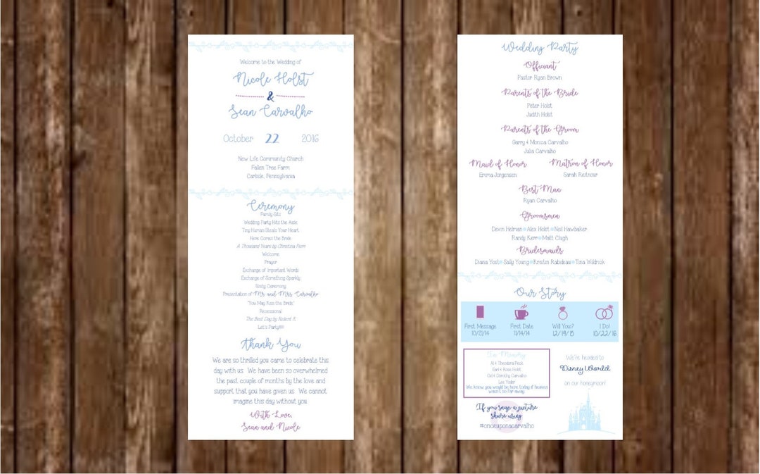 Infographic Wedding Program-thank You, Love Story, in Memory, Honeymoon ...
