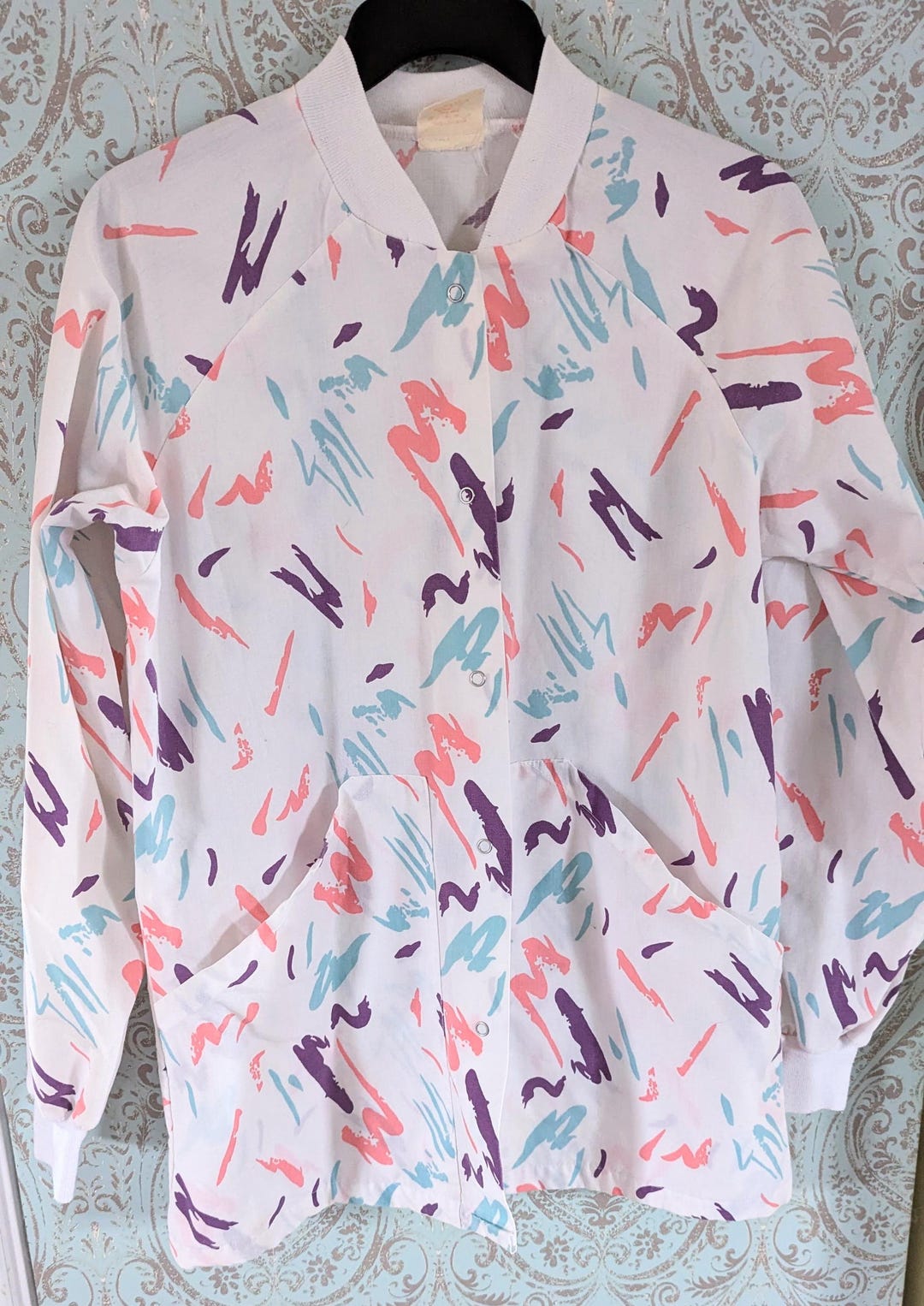 90s Abstract Design Vintage Retro Scrub Button up Long Sleeve Shirt - Etsy