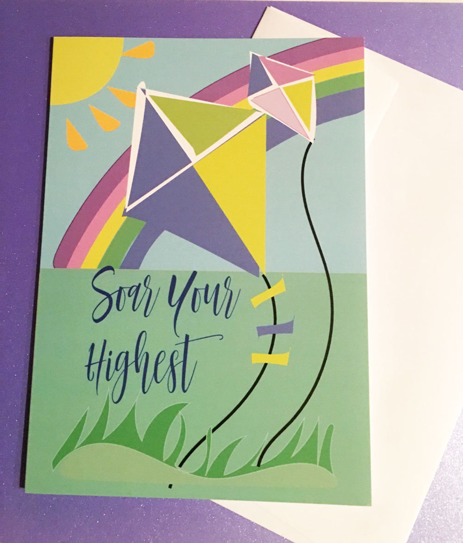 Kite Greeting Card Spring Greeting Card Kids Kite Card | Etsy