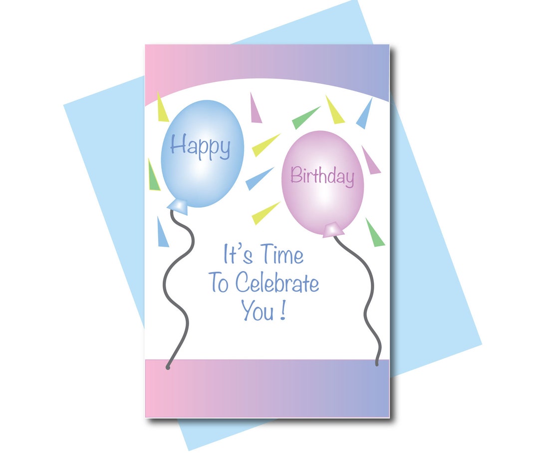 Downloadable Birthday Card, Balloon Birthday Card, Kids Birthday Card ...