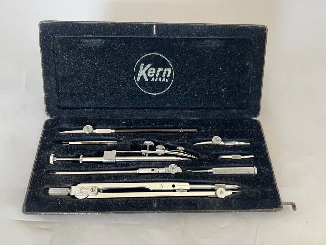 Vintage Kern AARAU Swiss Drawing Set, Technical, Engineer Saddles, Drafting Tools in Original ...