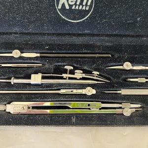 Vintage Kern AARAU Swiss Drawing Set, Technical, Engineer Saddles, Drafting Tools in Original ...