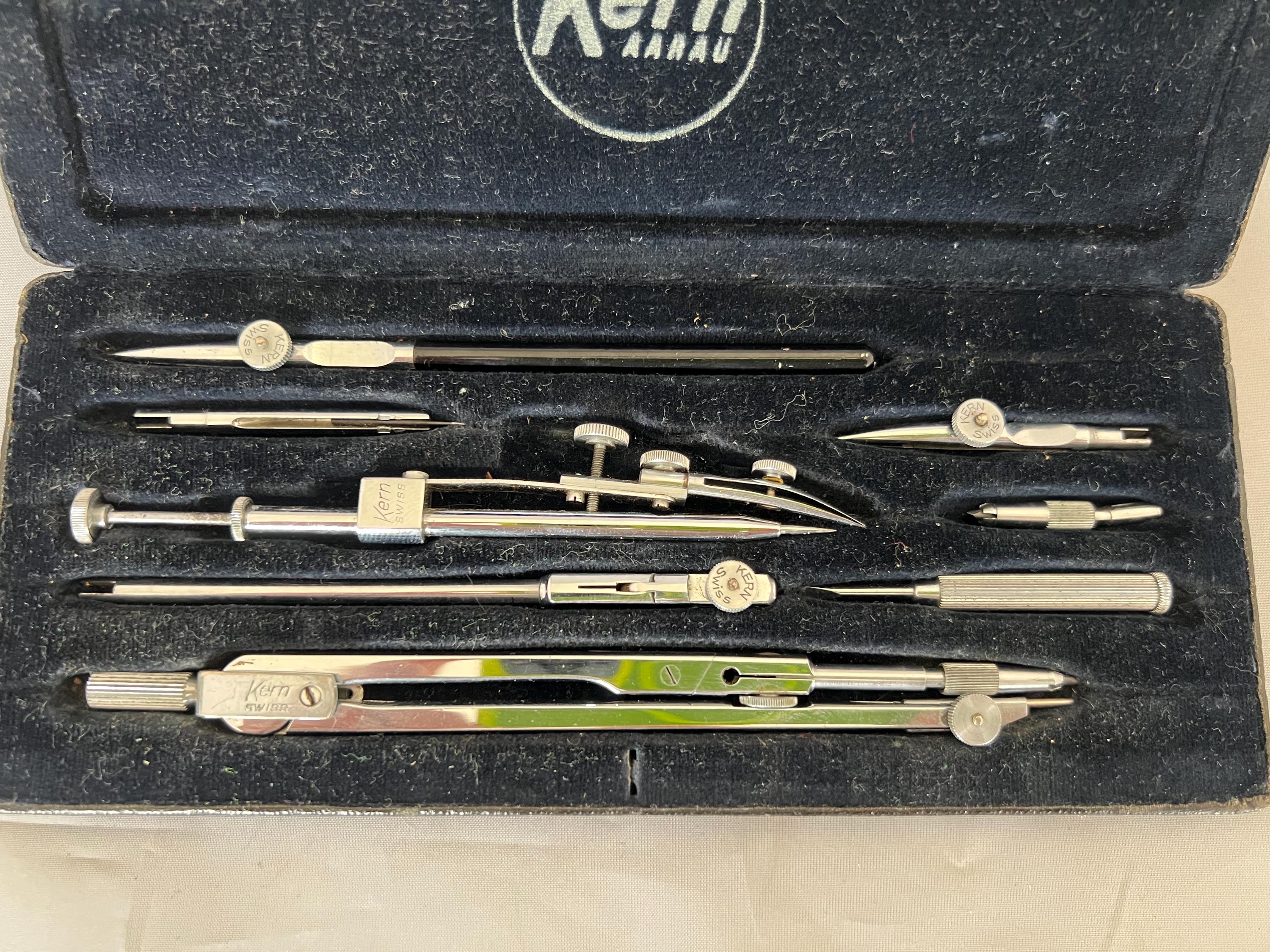 Vintage Kern AARAU Swiss Drawing Set, Technical, Engineer Saddles, Drafting Tools in Original ...