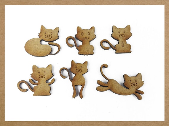 Wooden cat Kitten Kitty Animal Craft shape Cutouts Wood | Etsy