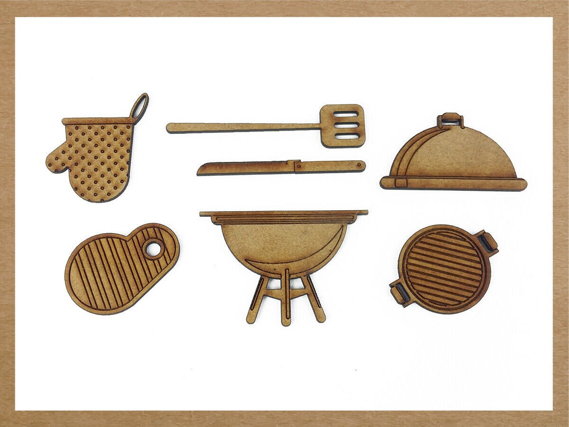 Wooden Barbecue Grill Food Glove Craft Shape Cutouts - Etsy