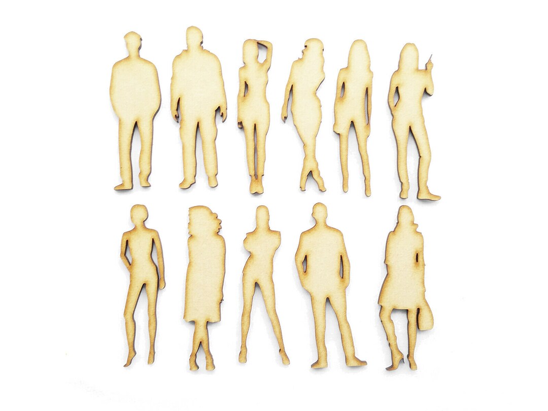 11x People Woman Man Wooden Shape MDF Blank Craft Embellishment ...