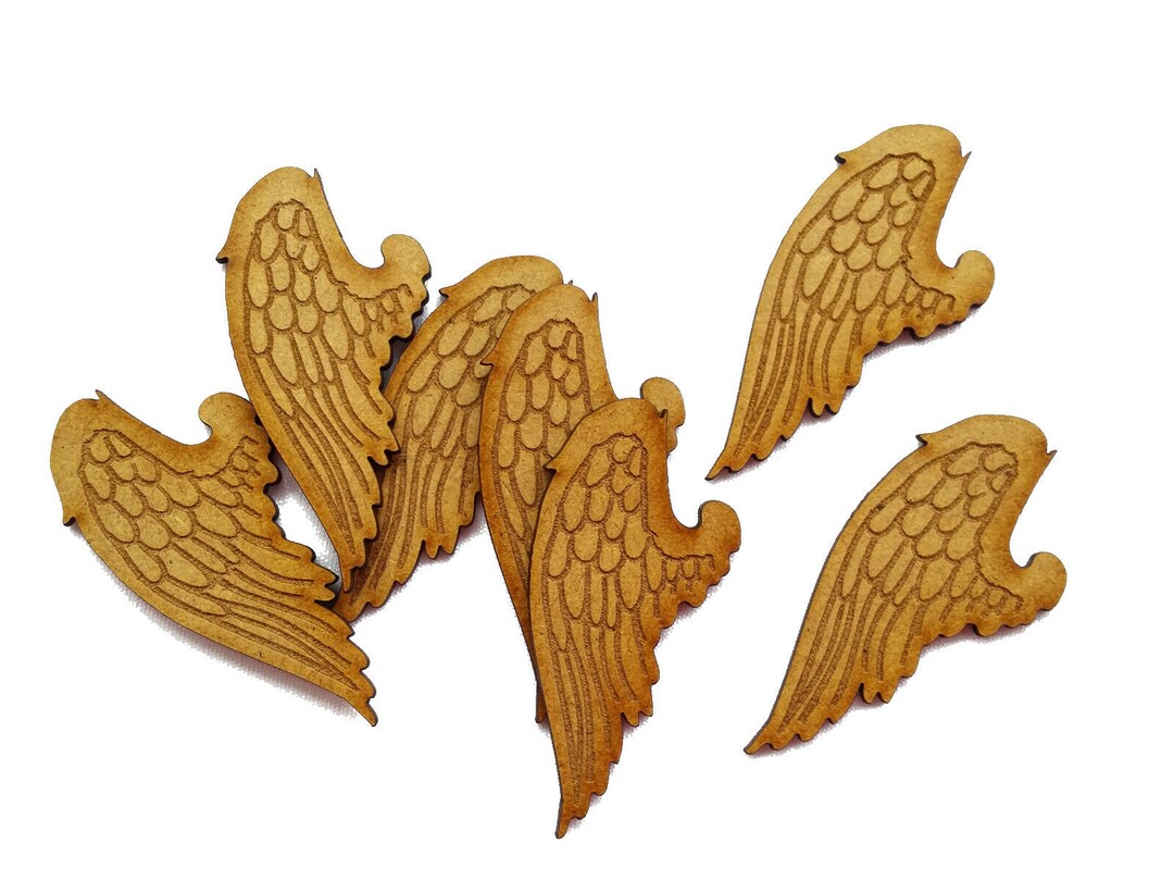 Wooden Mdf Wing Angel Shape Laser Ornament Craft Cut Embellishment - Etsy