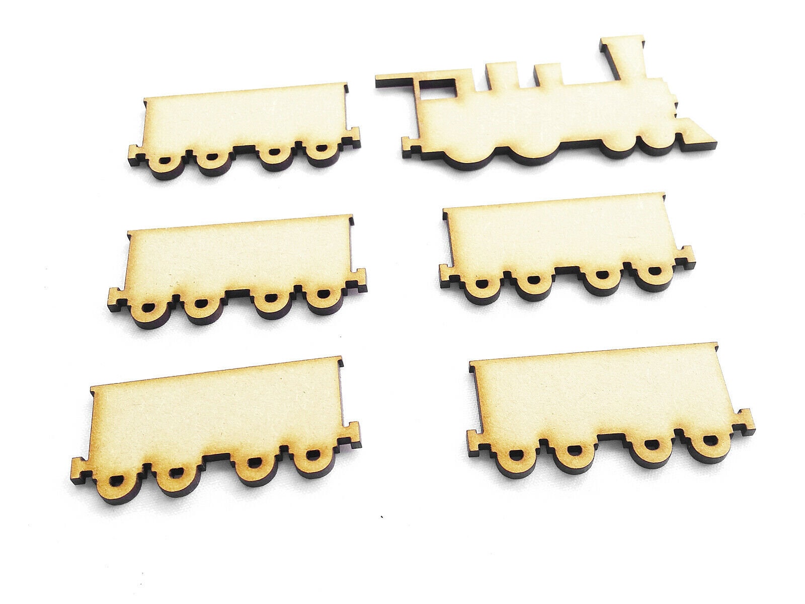 6x Train Railway Carriage Wooden Shape MDF Blank Craft Embellishment ...
