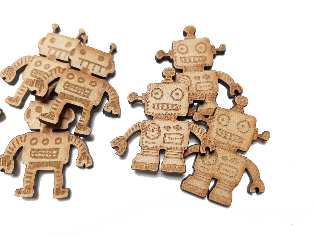 Wooden Robot Craft Shape MDF Laser Cut Out ASSORTED Pieces Slices Blank ...