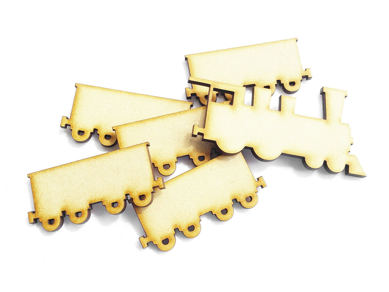 6x Train Railway Carriage Wooden Shape MDF Blank Craft Embellishment ...