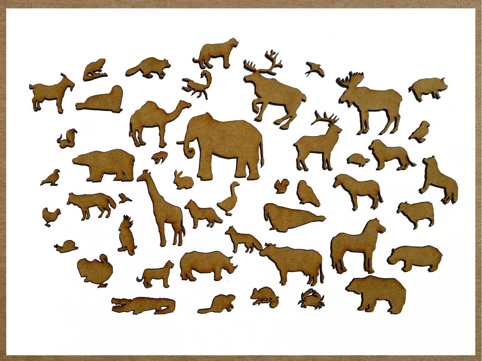 Wooden Zoo Animals, Elephant, Giraffe, Fox, Lion, Horse, Dog, Cat ...