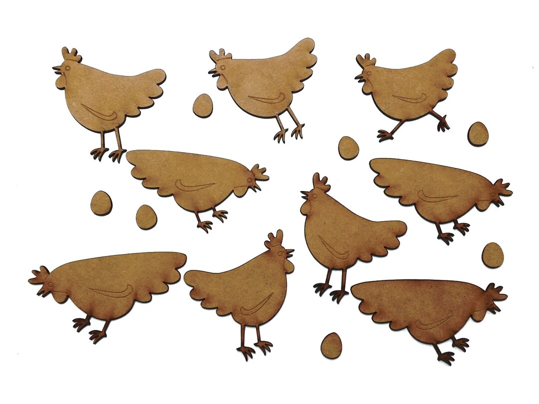 Wooden MDF Shapes Chickens and Eggs Craft Shape Easter Decoration SET ...