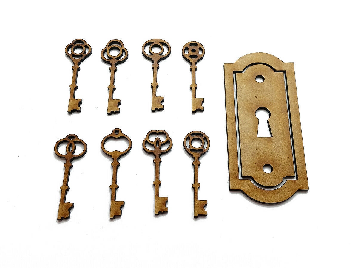 Wooden MDF Keys and Lock Craft Shape Laser Cut Embellishment - Etsy UK