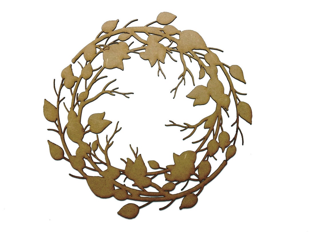 Wooden MDF Leaf Branch Wreath Craft Shape Laser Cut Embellishment ...