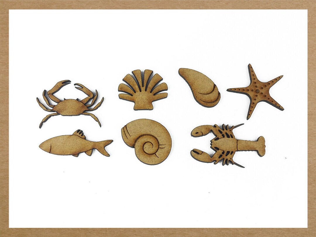 Wooden Sea Life, Food, Crab, Fish, Shell, Starfish, Animal, Craft Shape ...