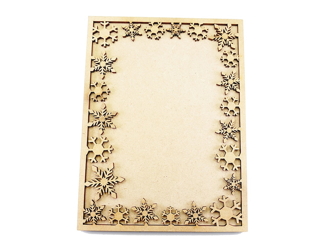 Wooden Winter Snowflake Picture Frame Craft Shape MDF Unfinished Laser ...