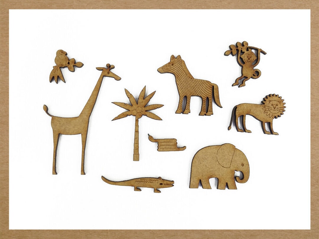 Wooden MDF Shapes African Animals Zebra Elephant Monkey Zoo Giraffe ...