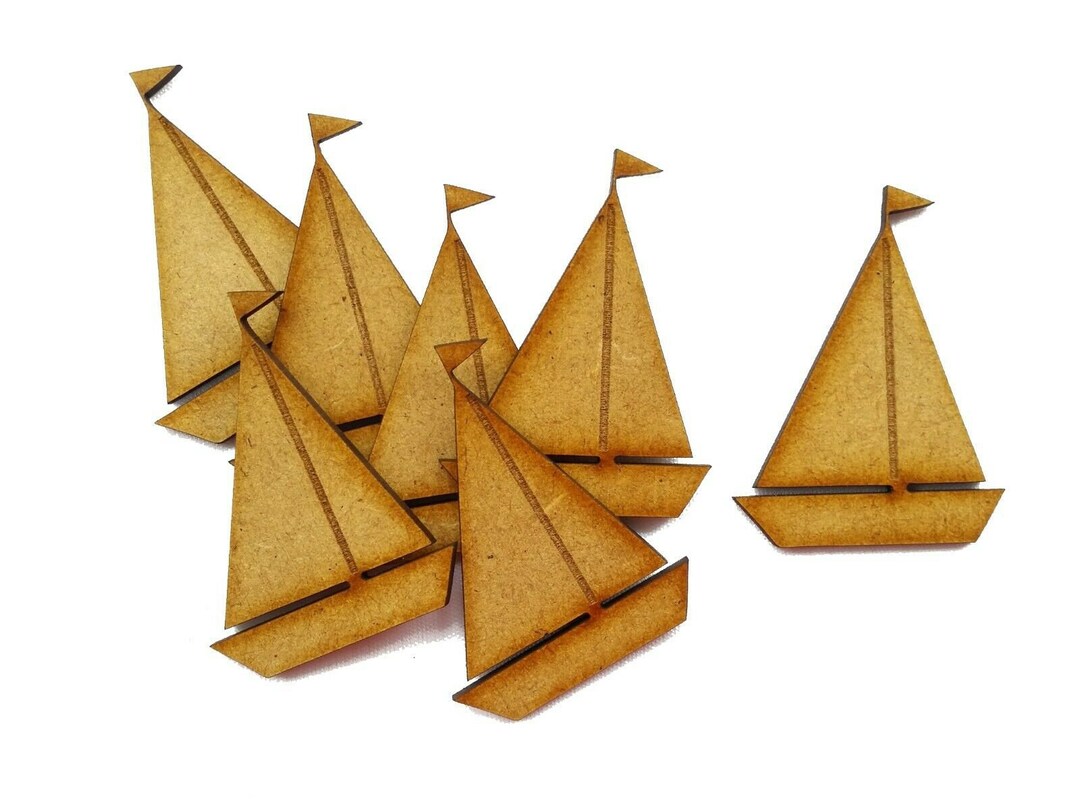 Wooden Mdf Shape Boat Ship Sailboat Ornament Laser Cut Embellishment ...