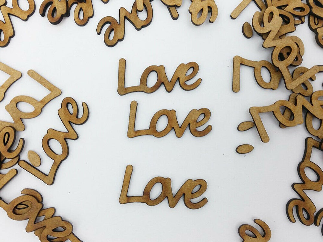 Wooden MDF Shapes Love Shape Words Valentines Wedding Laser Cut ...