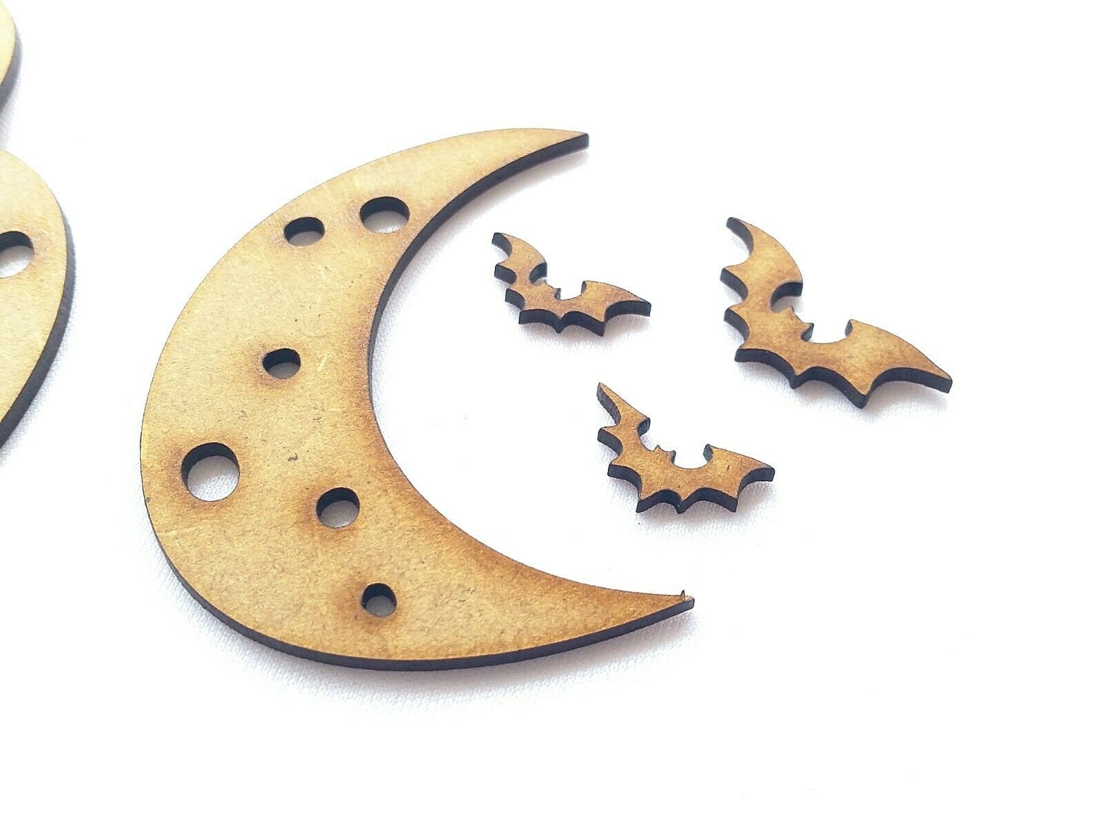 Wooden Moon & Bats, Halloween, Craft Shape, Cutouts, Wood Embellishment ...