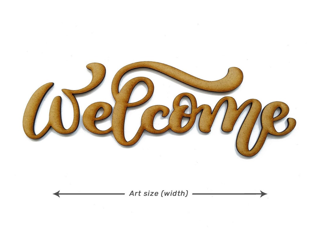 Wooden MDF "welcome" Shape Letters Word Wall Art Sticker Home Decal ...