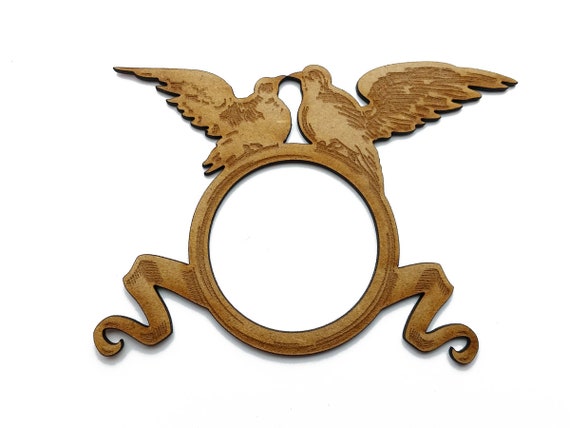 Wooden Round Picture Frame Rim Ring Pigeon Love Craft - Etsy