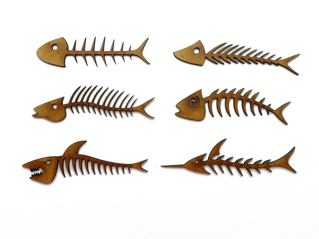 Wooden MDF Fish Bone Craft Shape Laser Cut Embellishment SET OF 6 - Etsy