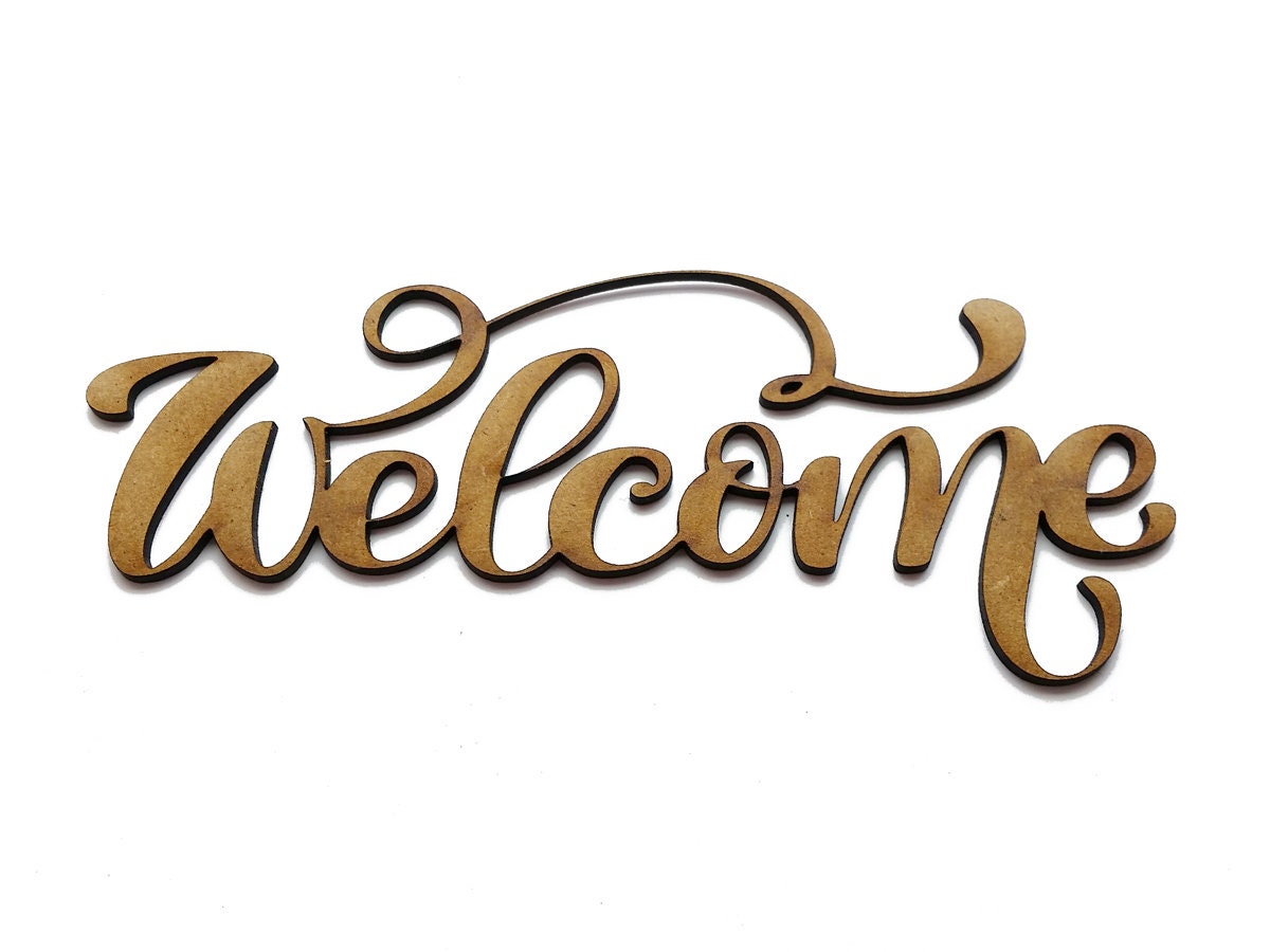 Wooden Welcome Sign Wording Craft Shape Cutouts Wood - Etsy UK