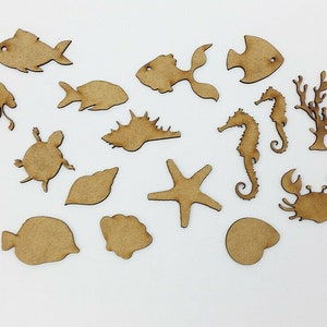 Wooden MDF Sea Life Shape Fish Seahorse Turtle Crab Shells | Etsy