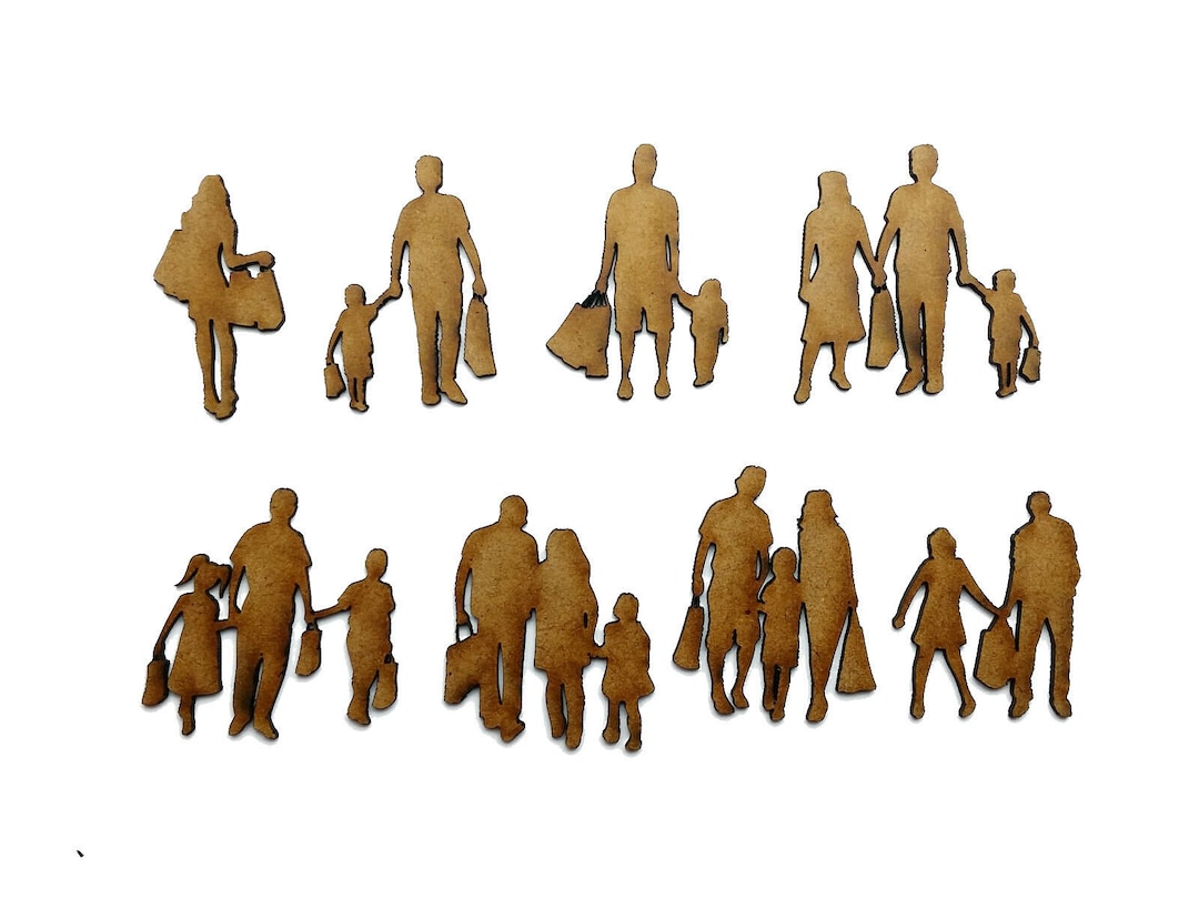 Wooden MDF People Family Shopping Craft Shape Laser Cut Embellishment ...