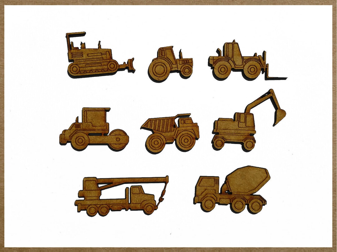 Wooden Craft Shapes Excavator Tractor Forklift Transport Embellishment ...