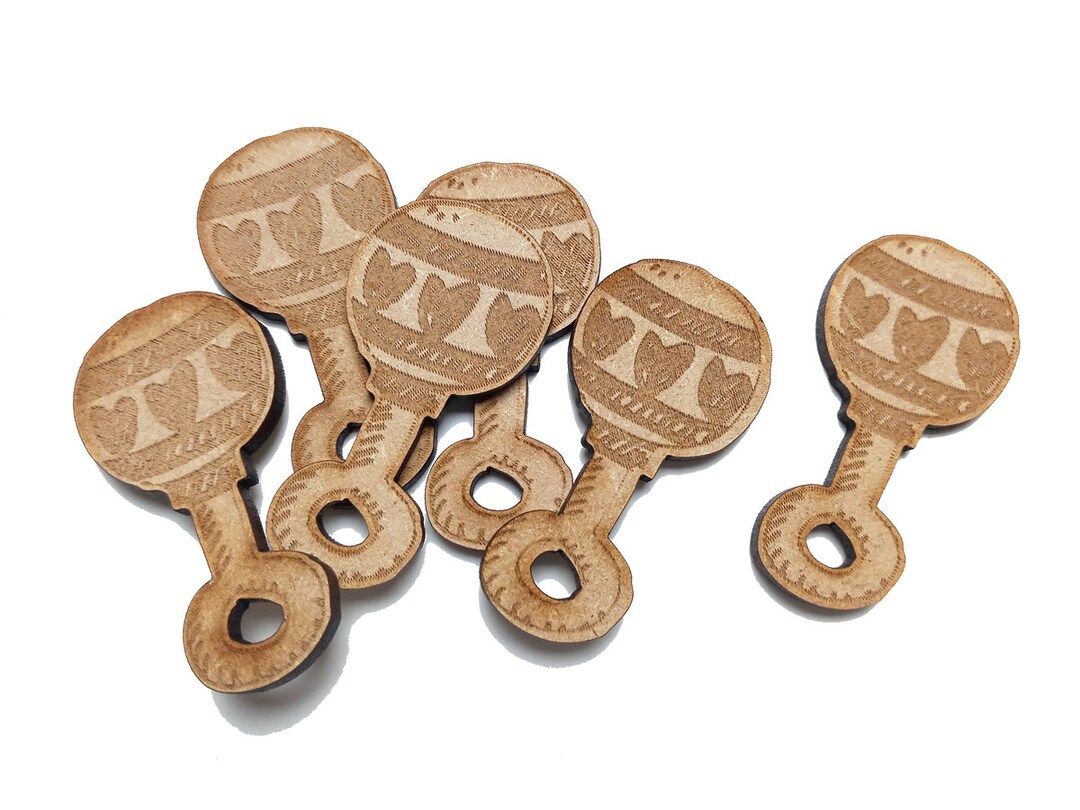 Wooden Newborn Baby Rattle Craft Shape MDF Laser Cut Out Pieces Slices ...