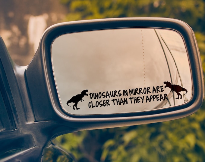 Dinosaur Car Mirror Decal Pair, Dinosaur Decals, Car Decal, Vehicle ...