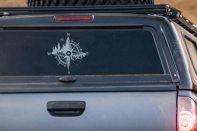 Mountain Compass Decal | Outdoor Decal | Car Decal | Compass Sticker ...